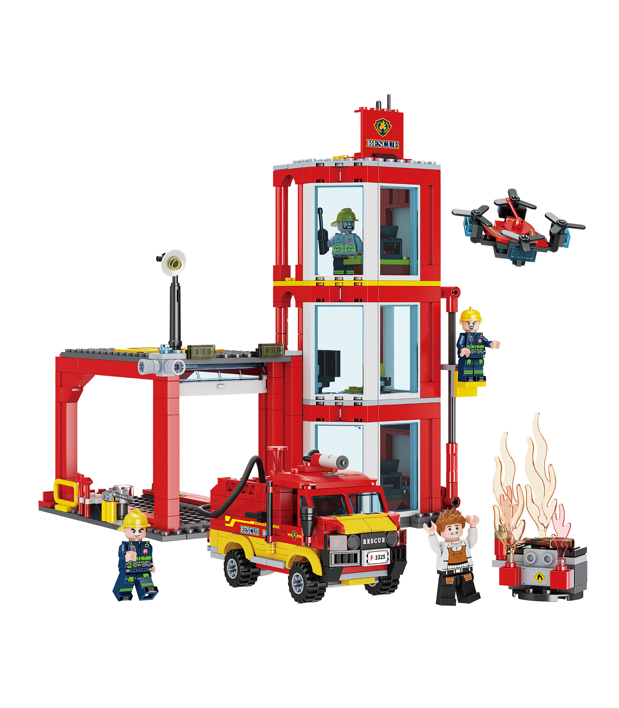 Buy Fire Station Fire Truck 3in1 Building Brickstoys City Model Fire ...