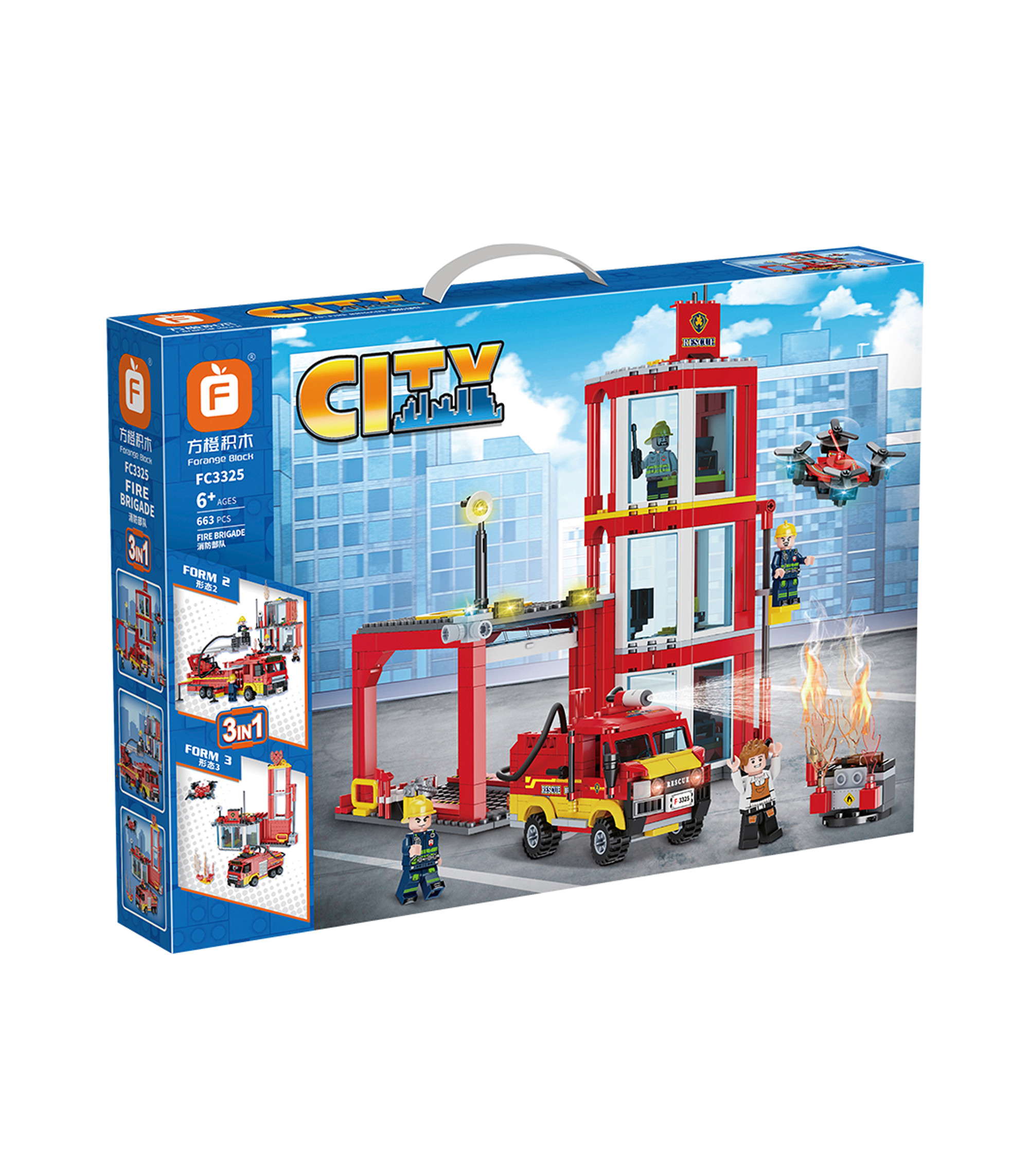 Buy Fire Station Fire Truck 3in1 Building Brickstoys City Model Fire ...