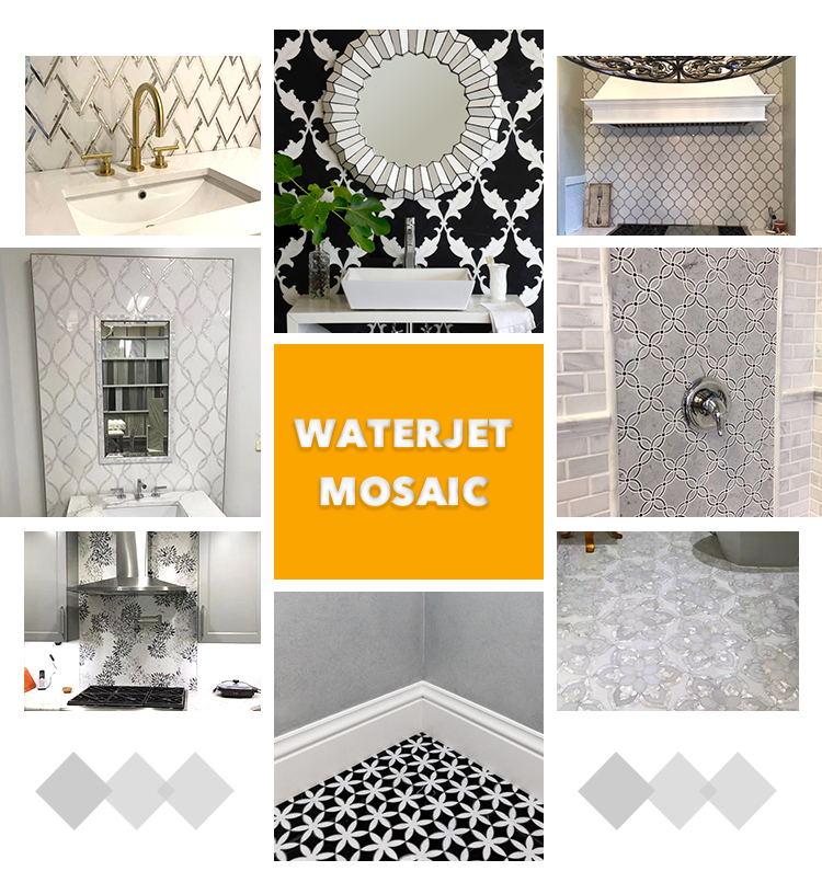Buy Floor Mosaic Tile Water Jet Pattern Tiles Wall Art Marble Mosaic ...