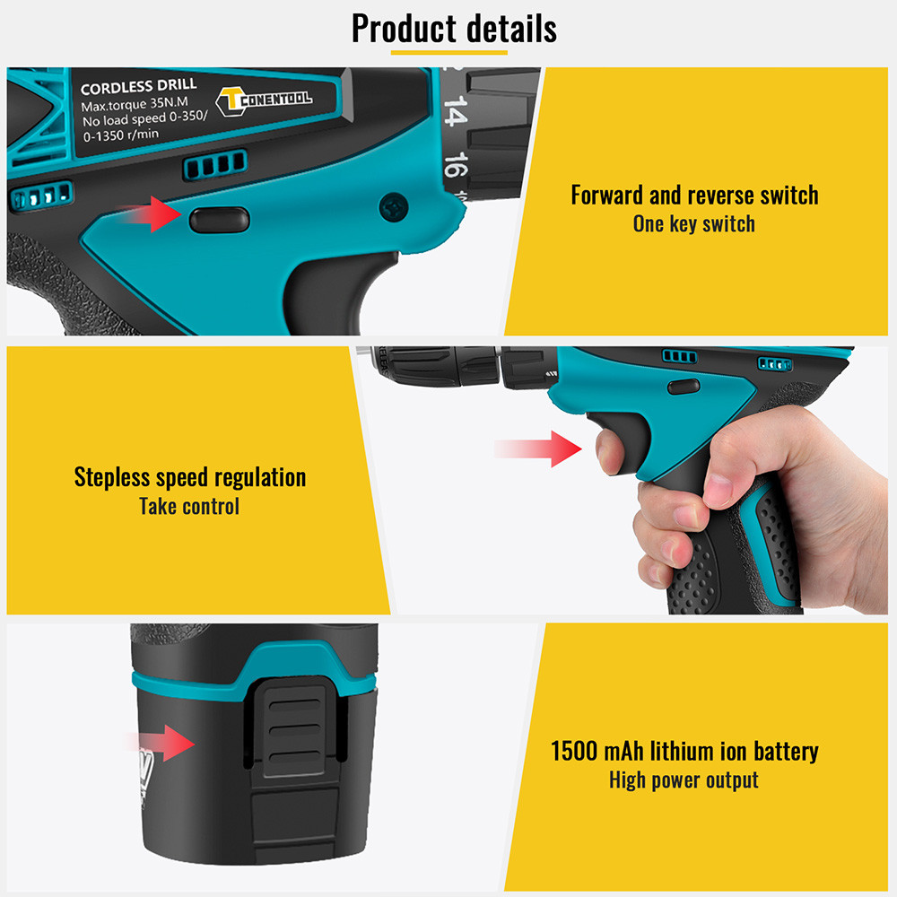 Buy Good Quality 12v Model Hammer Drill Set Lithium Battery Heavy Duty ...