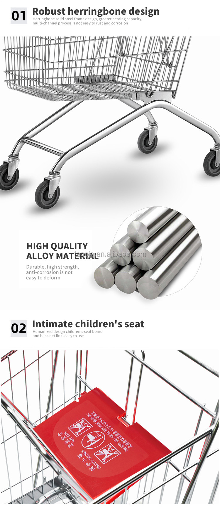 Buy Hypermarket Shopping Hand Push Trolley Metal Supermarket Trolley ...