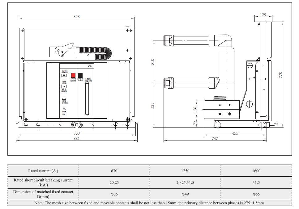 Buy Indoor 10kv 12kv Mv Withdrawable Vacuum Circuit Breaker For High Voltage Switch Cabinet from ...
