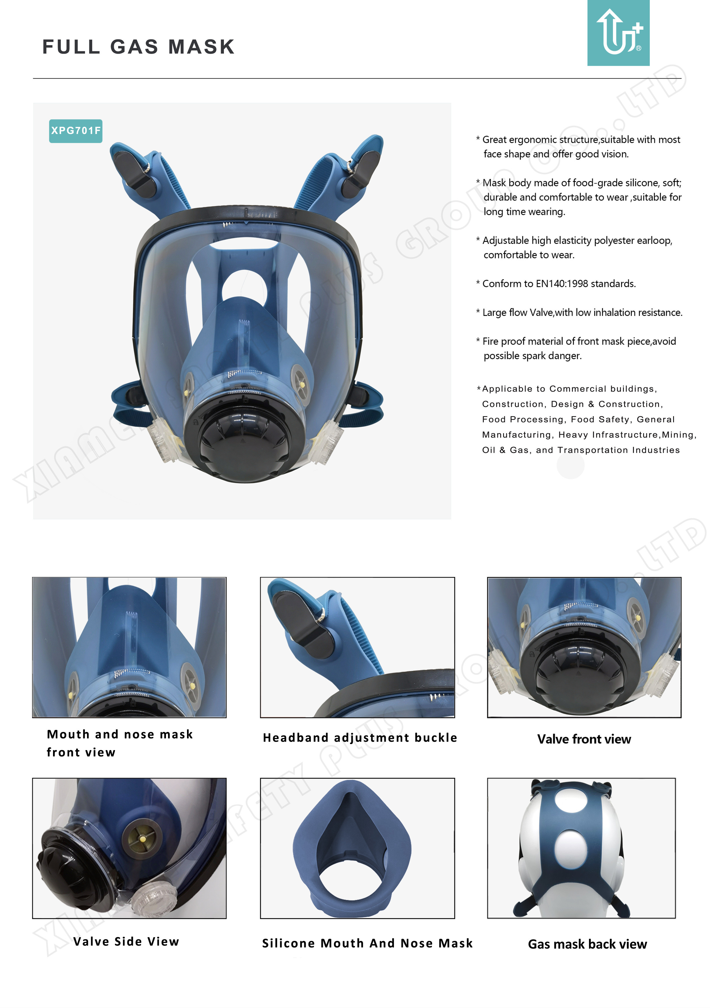 Buy Industrial Respirator Safety Mask Chemical Reusable Protection Full ...