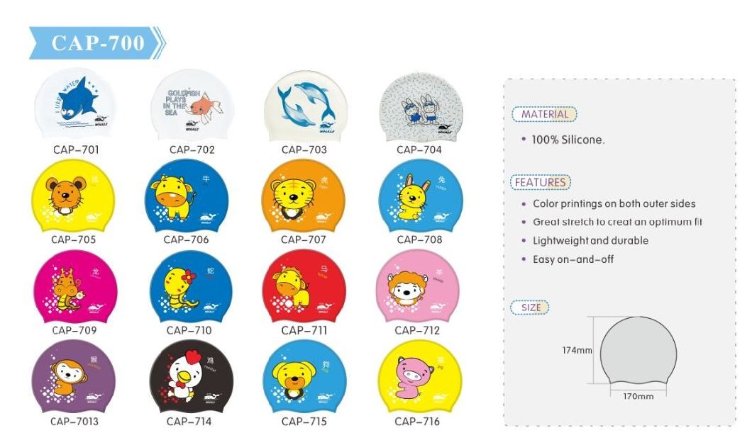 Buy Kids Silicone Swim Caps Cartoon Artwork Print Support Private Logo ...