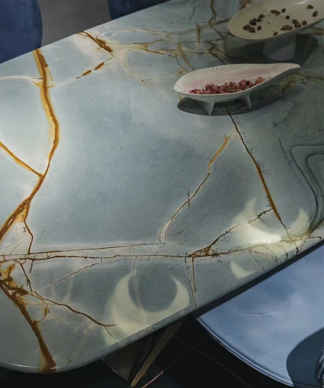 Buy Luxury Blue Marble Table Tops Interior Round Natural Marble Stone ...