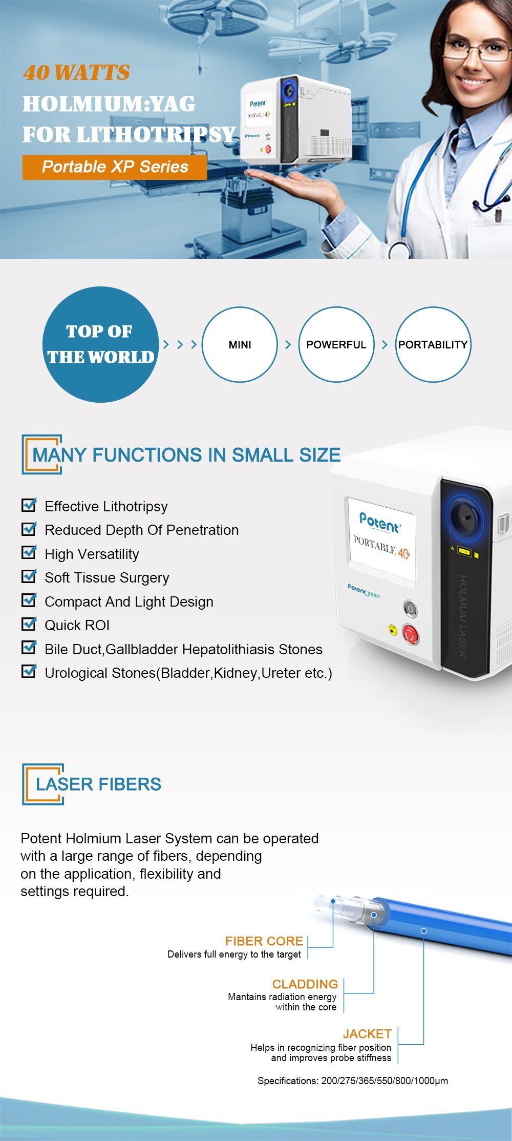 Buy Medical Urology Portable Laser 2100nm 40-watt Holmium Lsaer ...