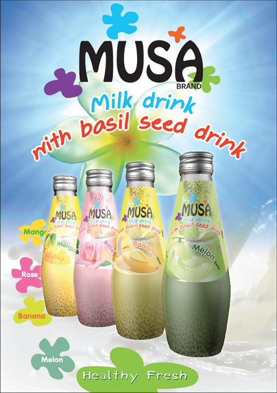 Buy Milk Drink With Basil Seed Musa Brand Glass Bottle 290ml from P.K ...