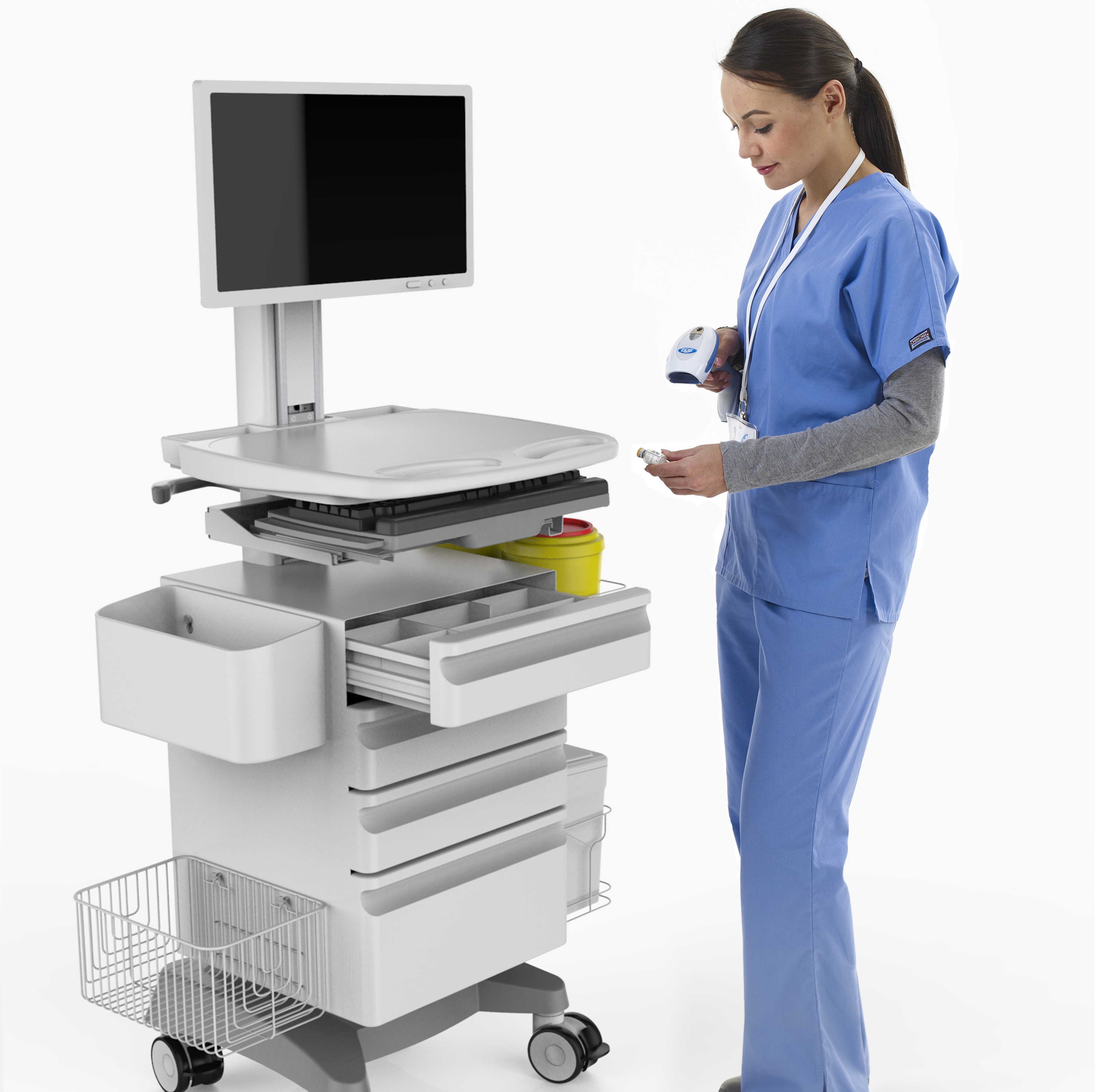 Buy Mobile Computer Trolley With Drawers Pm Trolley Multi-function ...