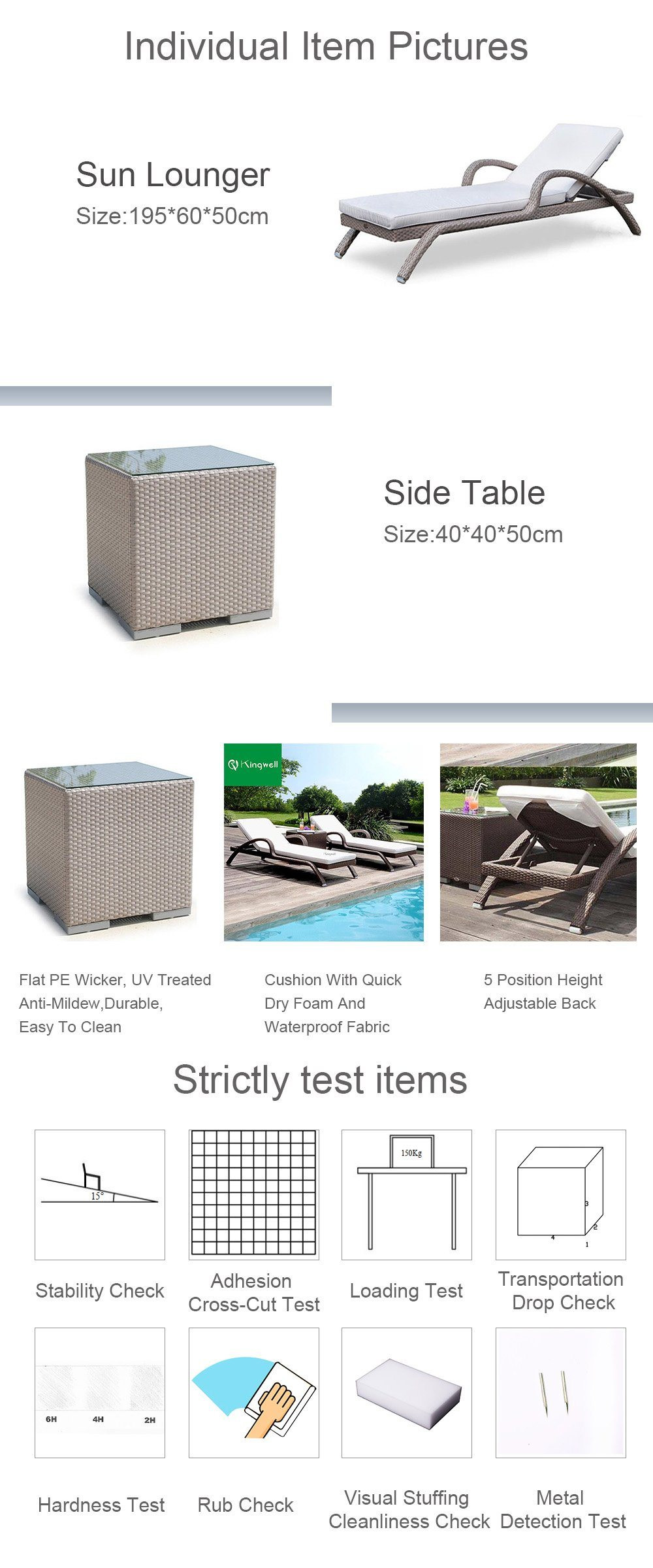 Buy Modern Chaise Lounge Swimming Pool Chairs Beach Padded Rattan Sun ...