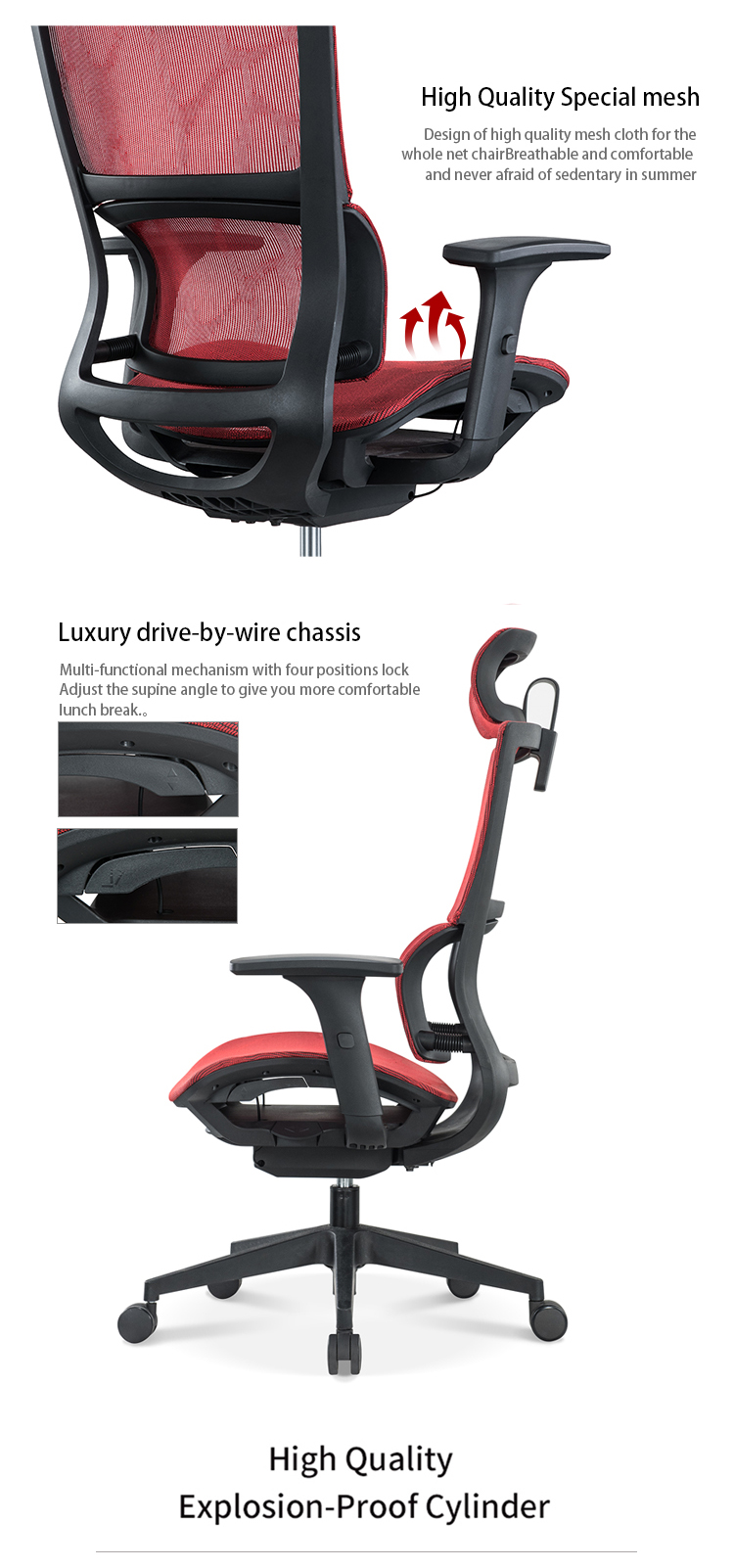 Buy Modern Ergonomic Office Furniture Chair High Back Mesh Chairs ...