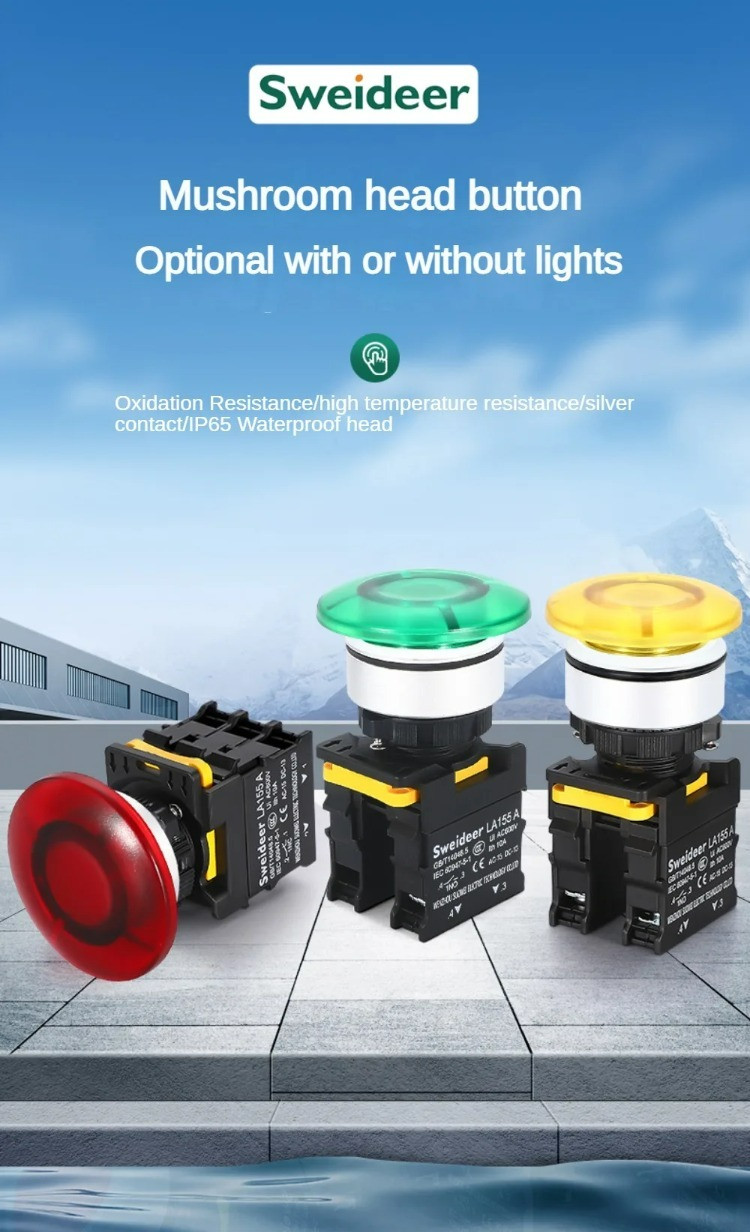 Buy Mushroom Metal Push Button Switch Indicator Light Led Waterproof ...