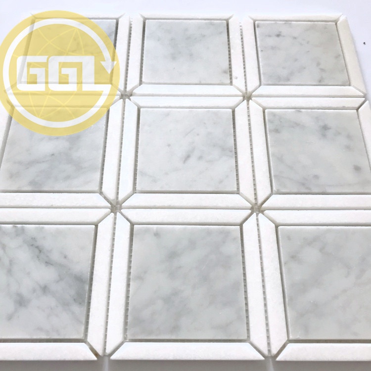 Buy Natural Stone Carrara Marble Square Mosaic For Bathroom from Xiamen ...