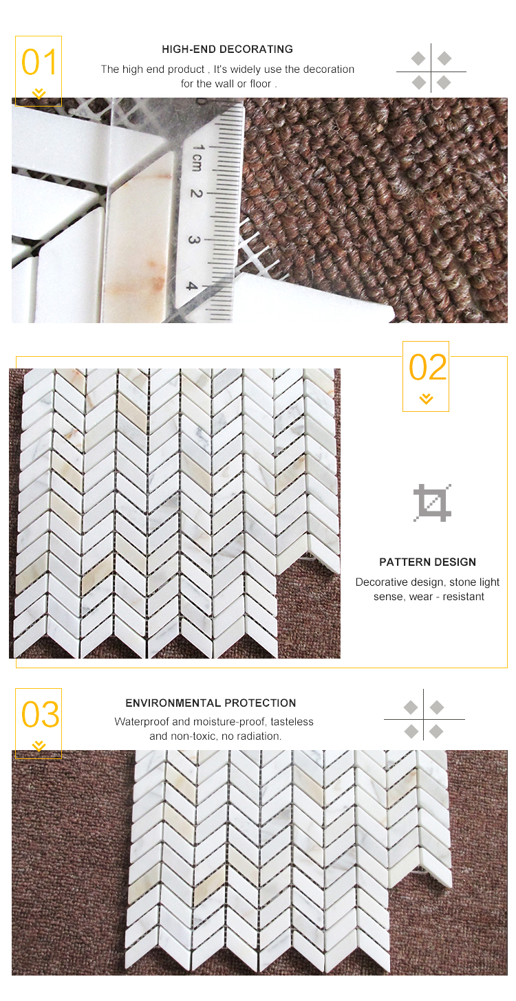 Buy Nature Marble Calacatta Gold In Mini Size Fishbone/cherovn Pattern ...