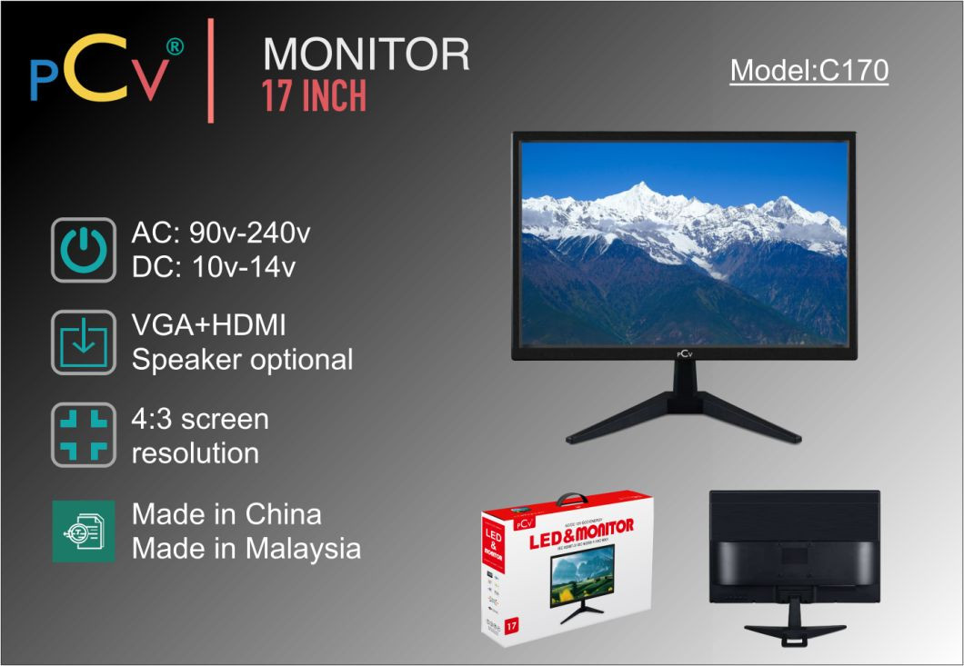 Buy Pcv New 17, 19-inch Pc Monitor Black Flat Screen Tft 1280*1024 Hd ...