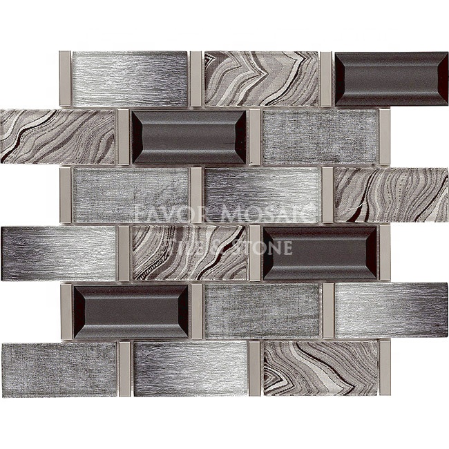 Buy Random Brick Laminated Glass Mosaic Glossy Tile For Wall Decorate ...