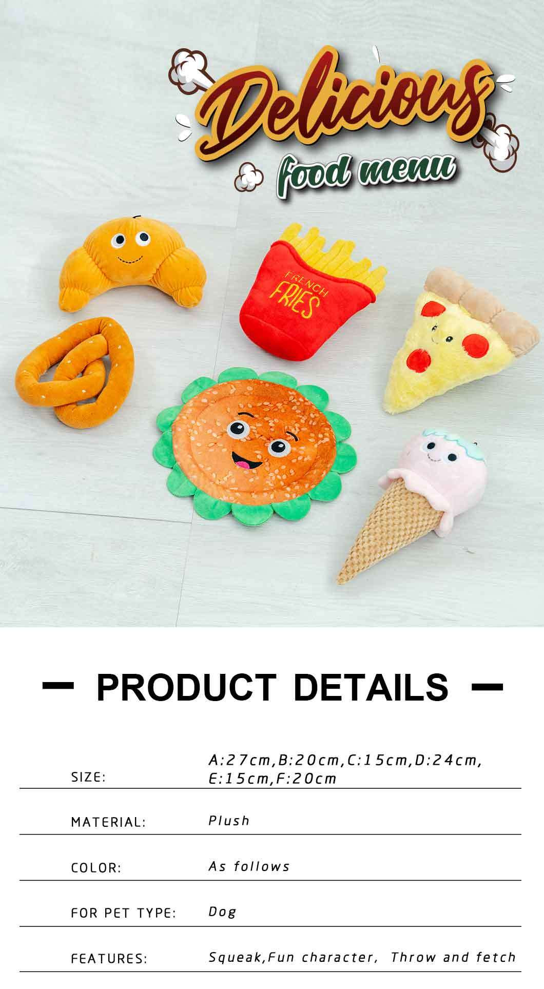 Buy Rena Pet Ice Crean Frites Croissant Sunflower Fun Character Squeaky ...