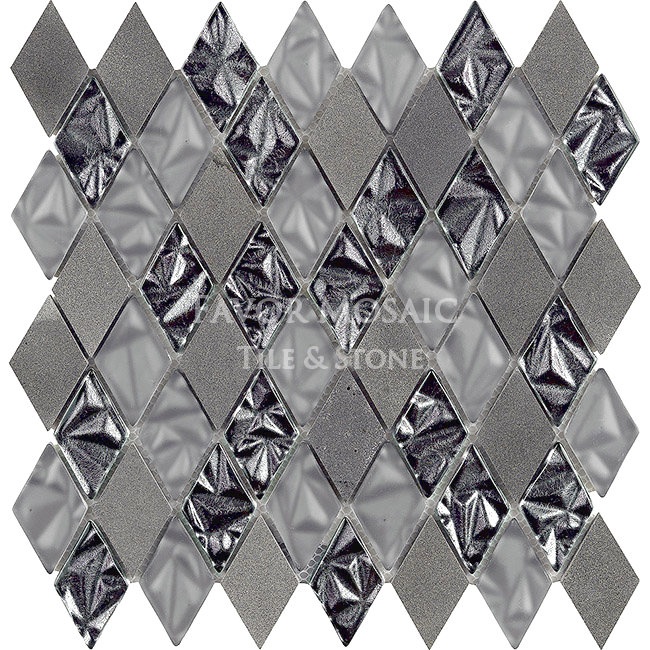 Buy Rhomboid Diamond Shaped Modern Crystal Glass Mosaic Tiles Bathroom ...