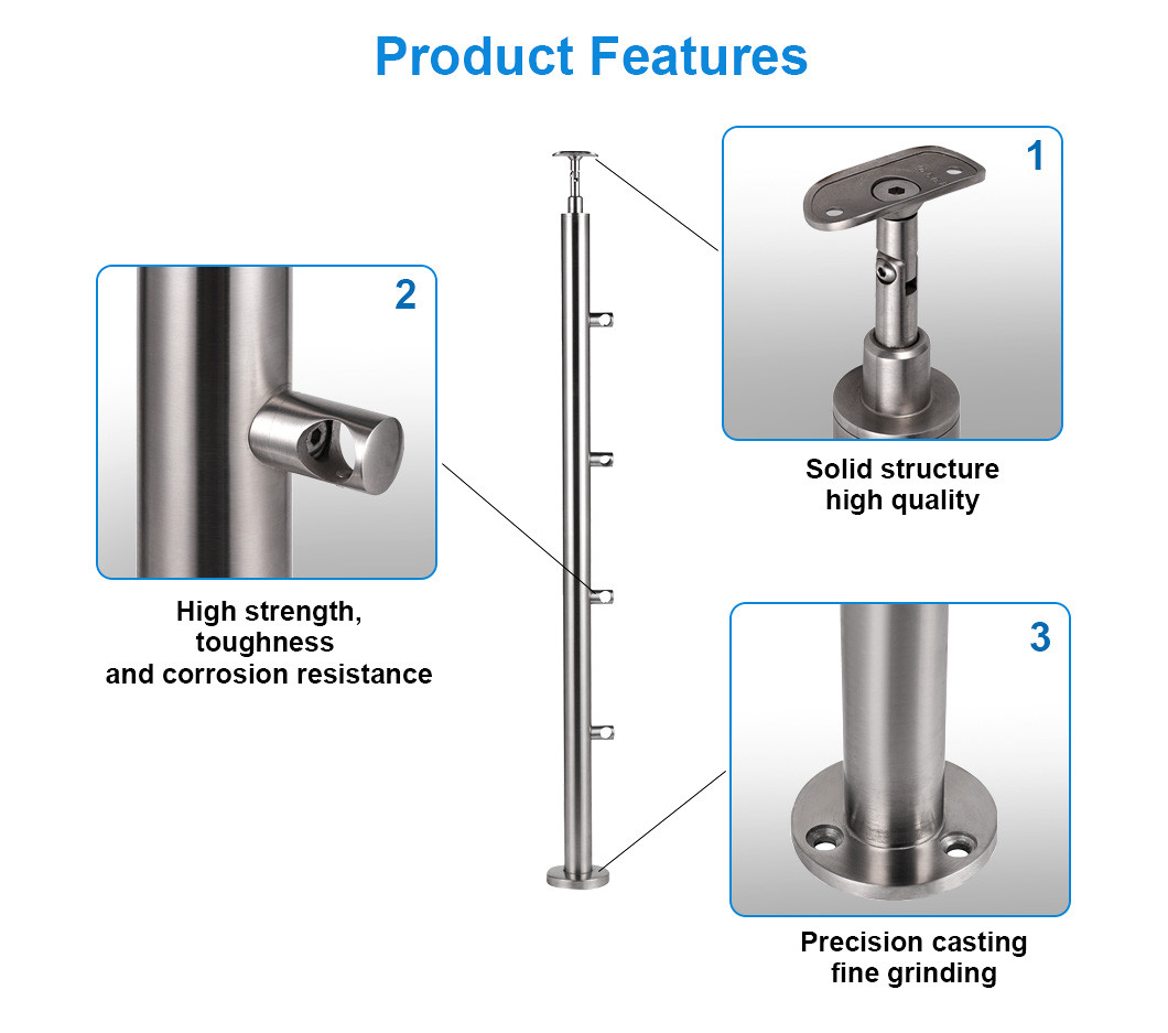 Buy Round Handrail Balcony Rod Railing Stainless Steel Railing Handrail ...