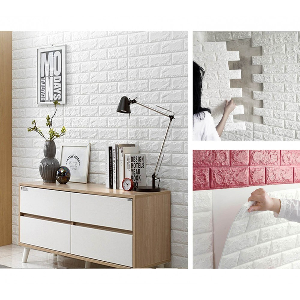 Buy Self Adhesive White Brick Sticker 3d Wall Panel Pe Foam Wall ...