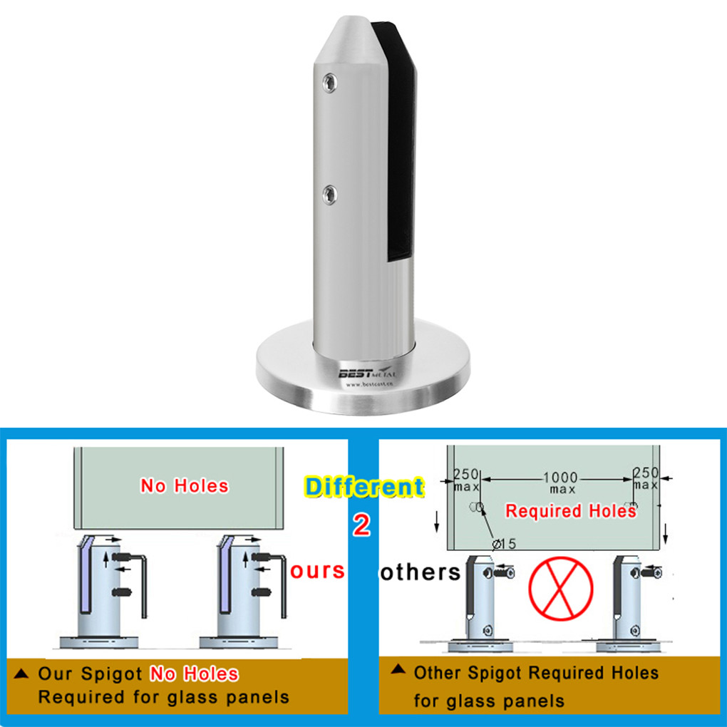 Buy Stainless Steel Frameless Glass Railing Spigots Glass 12 Mm 2205 ...