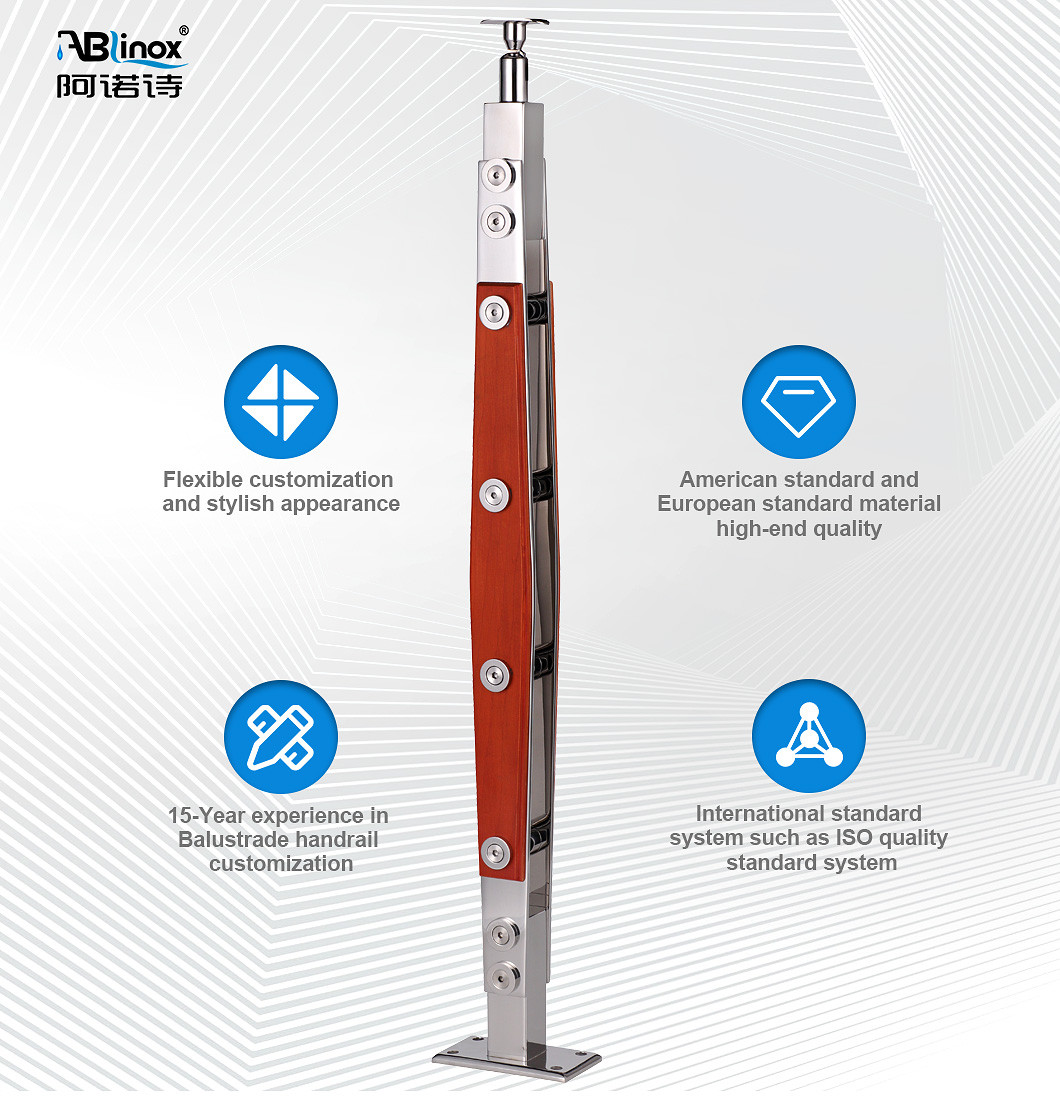 Buy Stainless Steel Stair Handrail Wood Balustrades And Handrails ...