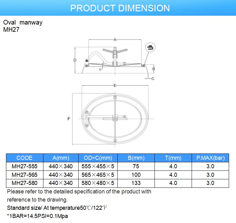 Buy Stainless Steel Tank Manhole Cover Inward-open Elliptical Manway ...