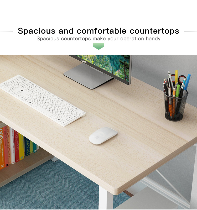 Buy Steel Wood Desktop Computer Table Desk Bookshelf Integrated ...