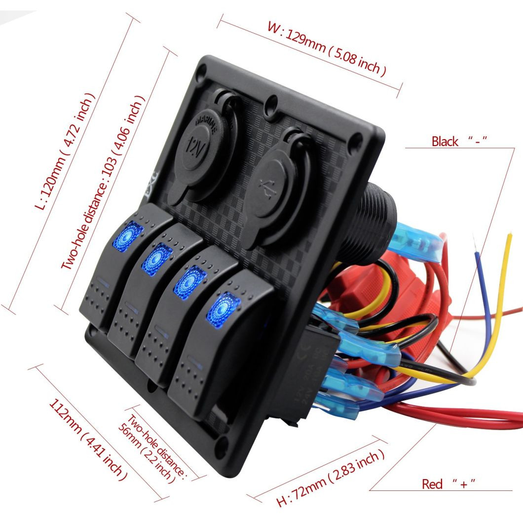 Buy Waterproof Marine Boat Rocker Switch Panel Gang With Dual Usb Slot ...