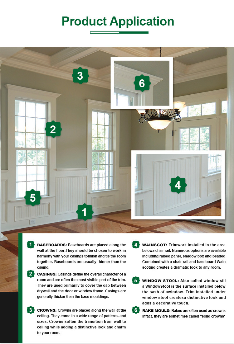 Buy Wood Window Moulding Mdf Gesso Baseboard Wood Wall Trim Mdf ...