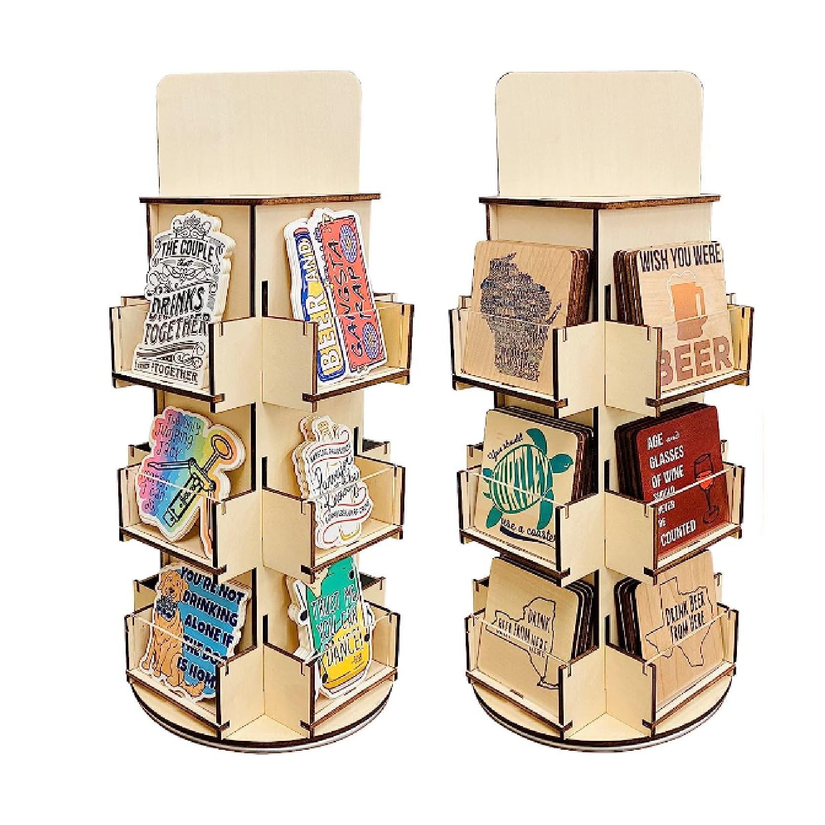 Buy Wooden Display Stand 4-sided Display Rack 360 Degree Spinning ...