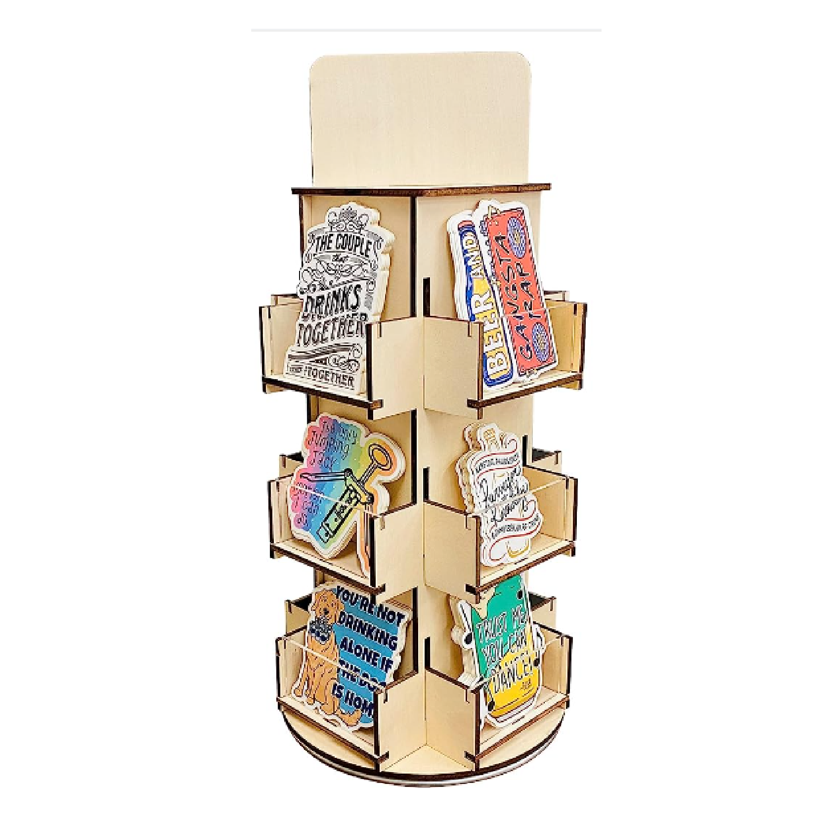 Buy Wooden Display Stand 4-sided Display Rack 360 Degree Spinning ...