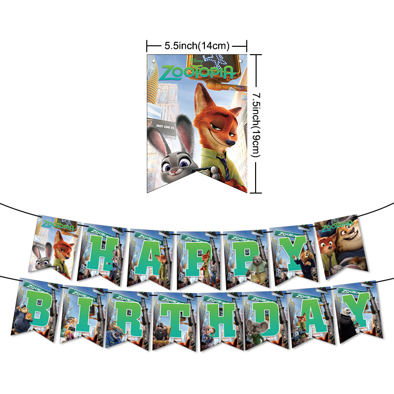 Buy Zootopia Theme Happy Birthday Party Decorations Banner Cupcake ...
