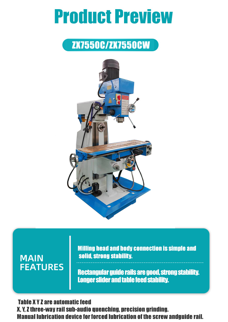 Buy Zx7550 Universal Milling Machine Zx7550cw Radial Milling Drilling ...