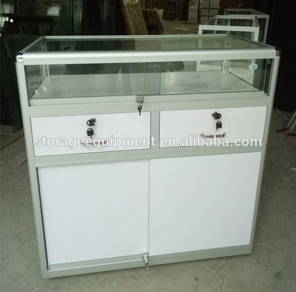 Buy 2019 Modern Silver Glass Display Cabinet With Double Glass Door ...