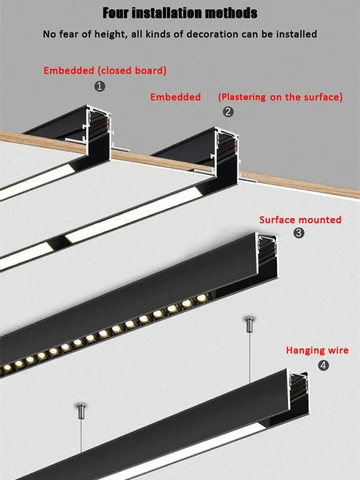 Buy 2m 48v 4 Wires Recessed Magnetic Led Light With Magnetic Track Rail ...