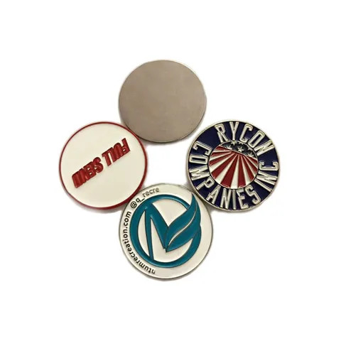 Buy Custom Metal Golf Ball Marker 2 Sides Logo Golf Disc Double Enamel ...