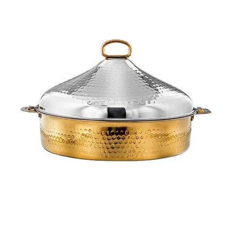 Buy Hammered Design Serving Pot Silver Finishing Custom Shape Serving ...
