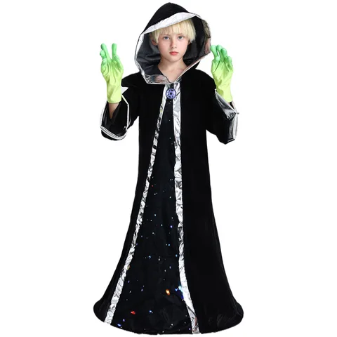 Buy Kids Scary Deep Space Alien Lord Cosplay Robe Hooded Outfit ...