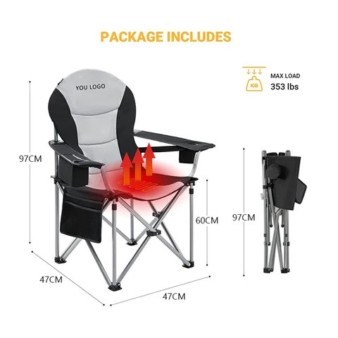 Buy Modern Outdoor High Back Heated Folding Chair Heated Camping Chair ...