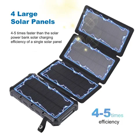 Buy New Solar Mobile Charging Bank 20000mah Wireless Charging Foldable ...