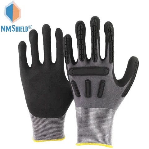 Buy Nmshield 15 Gauge Micro Foam Nitrile Coated Gloves Men Tpr Impact Gloves Oilfield Working ...