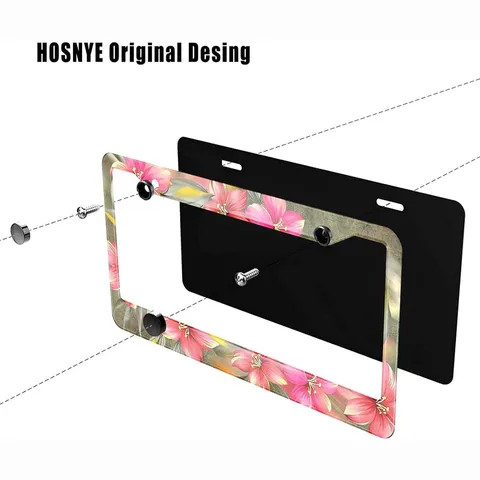 Buy Pink Morning Glory License Plate Frame Among The Flowers Metal ...