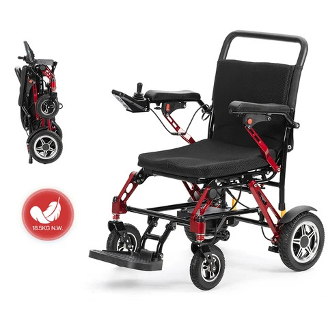 Buy Red Magnesium Electric Wheelchair 500w Motor Lightweight 18kg 24v ...