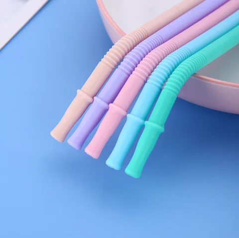 Buy Silicone Straw Food Grade Heat And Cold Resistant Color Folding ...