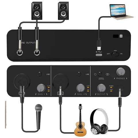 Buy Twin Xlr Guitar Connector Digital Mixer Pcb Sound Card Recordng Uac ...