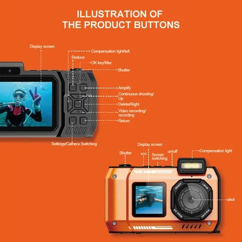 Buy Underwater Camera Fhd 1080p Waterproof Camera Compact 18x Digital ...