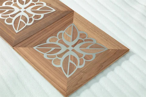 Buy Wood Flooring With Stainless Steel Flower Accents Square Parquet ...