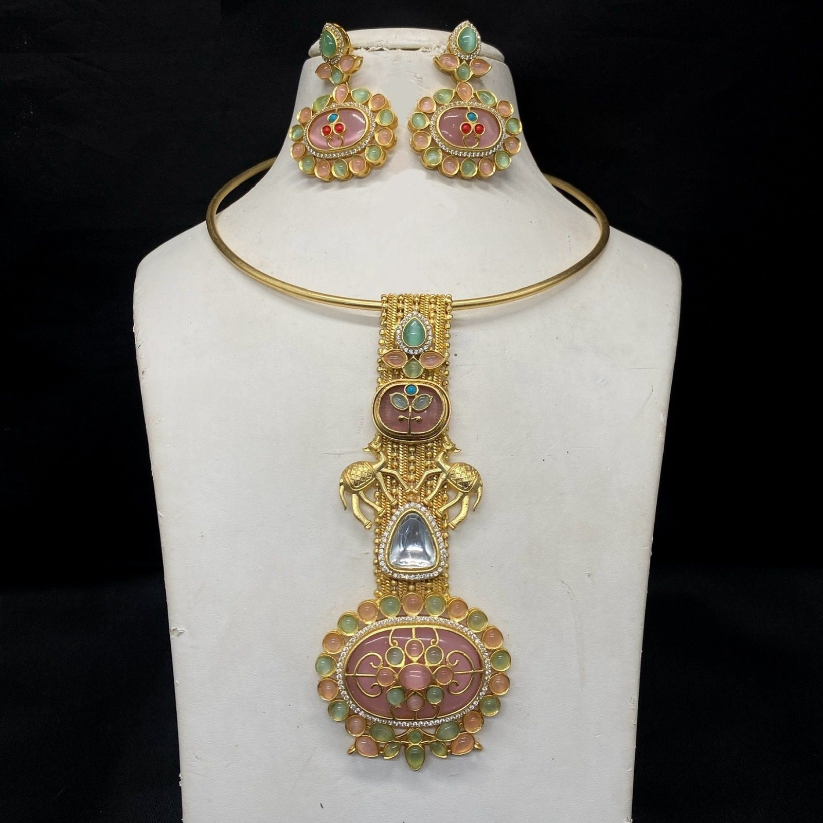 Buy Beautiful Hasli Style Meenakari Kundan Polki Necklace from ...