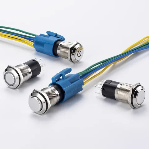 Buy 16mm Flat Head Button Momentary Ring Illuminated Push Button ...