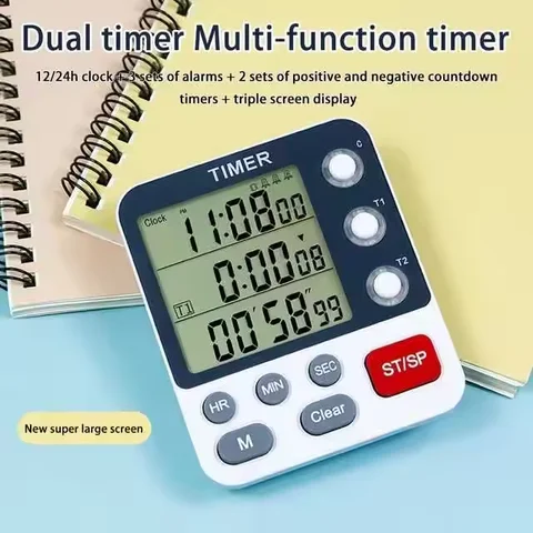 Buy 3 Channels Kitchen Timer 100 Hours Countdown Timer For Shower Study ...